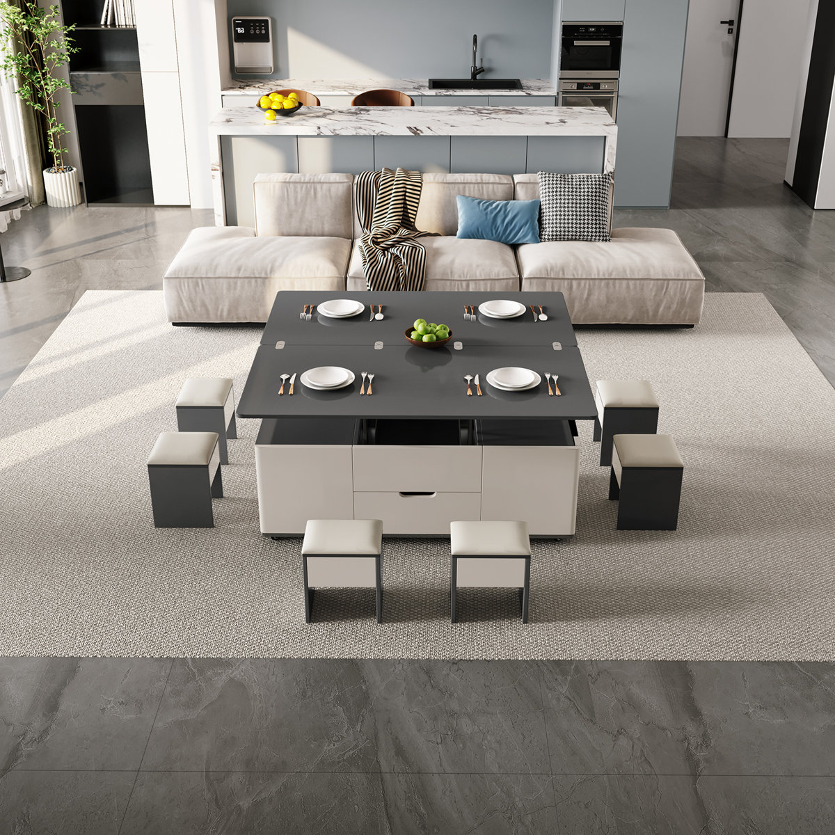 Ebern Designs Guyii Lift Top Coffee Table with Storage, Extendable Multi-Function Table ...